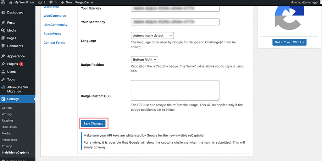 How to Fix Error for Site Owner: Invalid Domain for Site Key